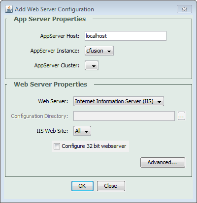 ColdFusion IIS コネクタ設定
